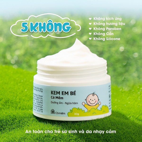 Kem em bé dưỡng ẩm ngừa hăm từ thiên nhiên an toàn cho da bé