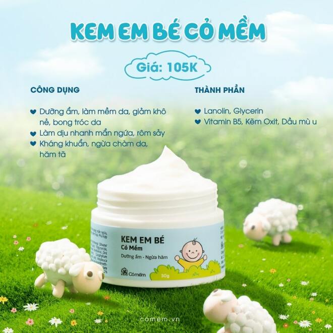 Kem em bé dưỡng ẩm ngừa hăm từ thiên nhiên an toàn cho da bé